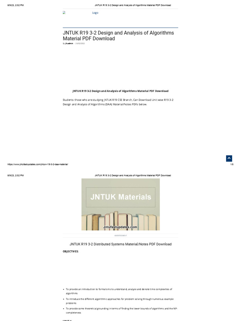 Design and Analysis of Algorithms | PDF