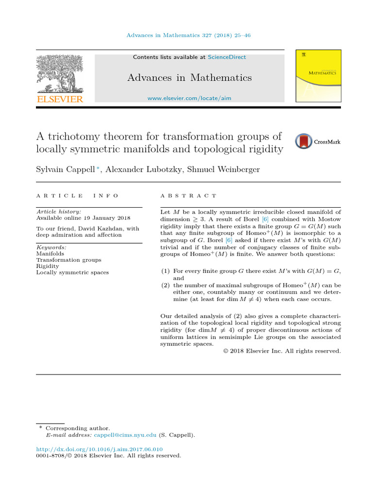 A Trichotomy Theorem For Transformation Groups of Locally 2018 Advances ...