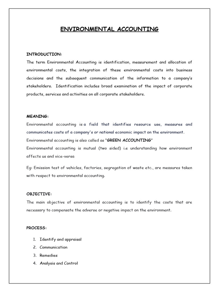 Environmental Accounting | PDF
