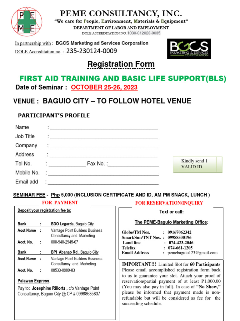 First Aid REGISTRATION | PDF