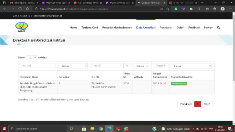 Akreditasi STEI SEBI | PDF