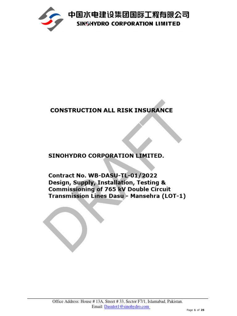 61 - Submission of Draft Insurance Policy | PDF | Indemnity | Liability Insurance