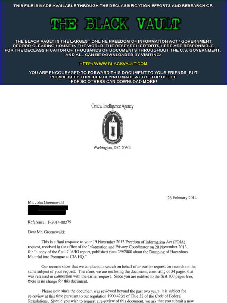 CIA IG DumpingOfHazardousWasteatCIAHQ | PDF | National Security ...