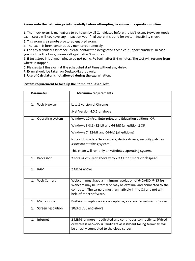Test Instructions | PDF Test Instructions | PDF