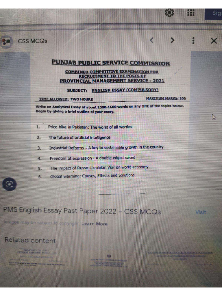 PMS English Essay | PDF