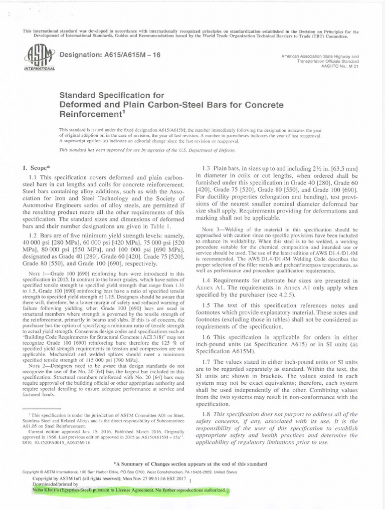 Astm A615-A615m-16 | PDF