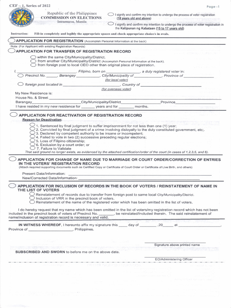 CEF1 Series2022 | PDF | Voter Registration | Government