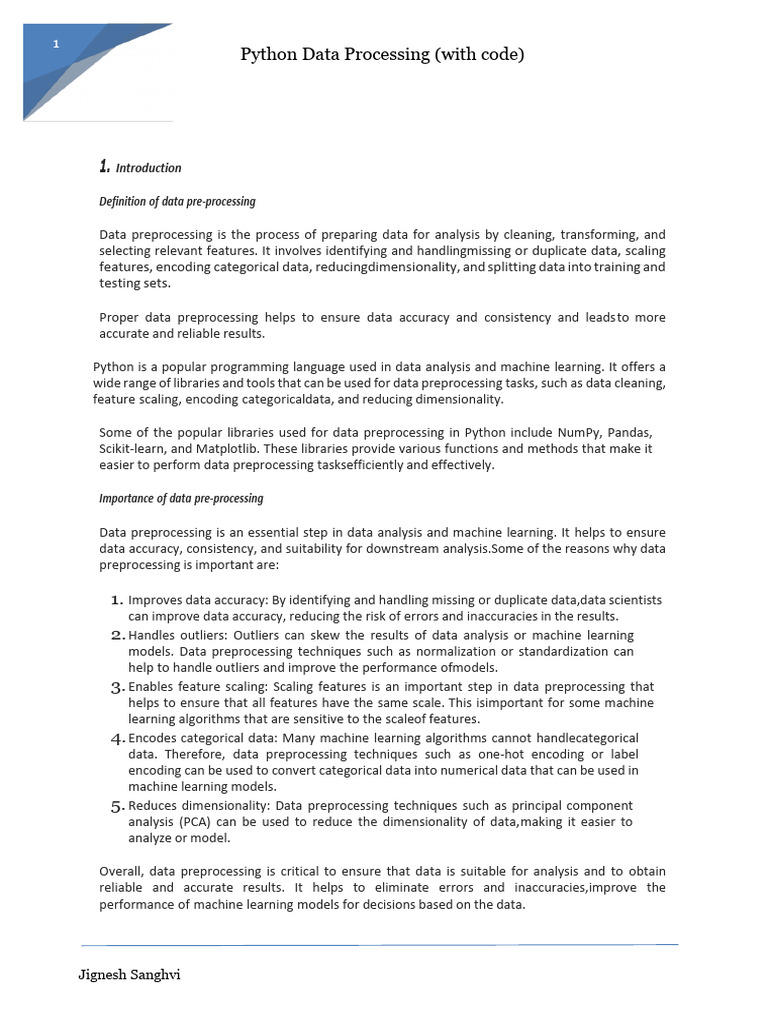 Data Preprocessing In Python Pandas With Code Pdf 4187
