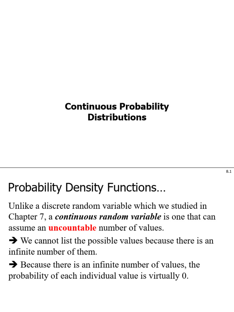 Continuous Distributions | PDF | Probability Distribution | Random Variable