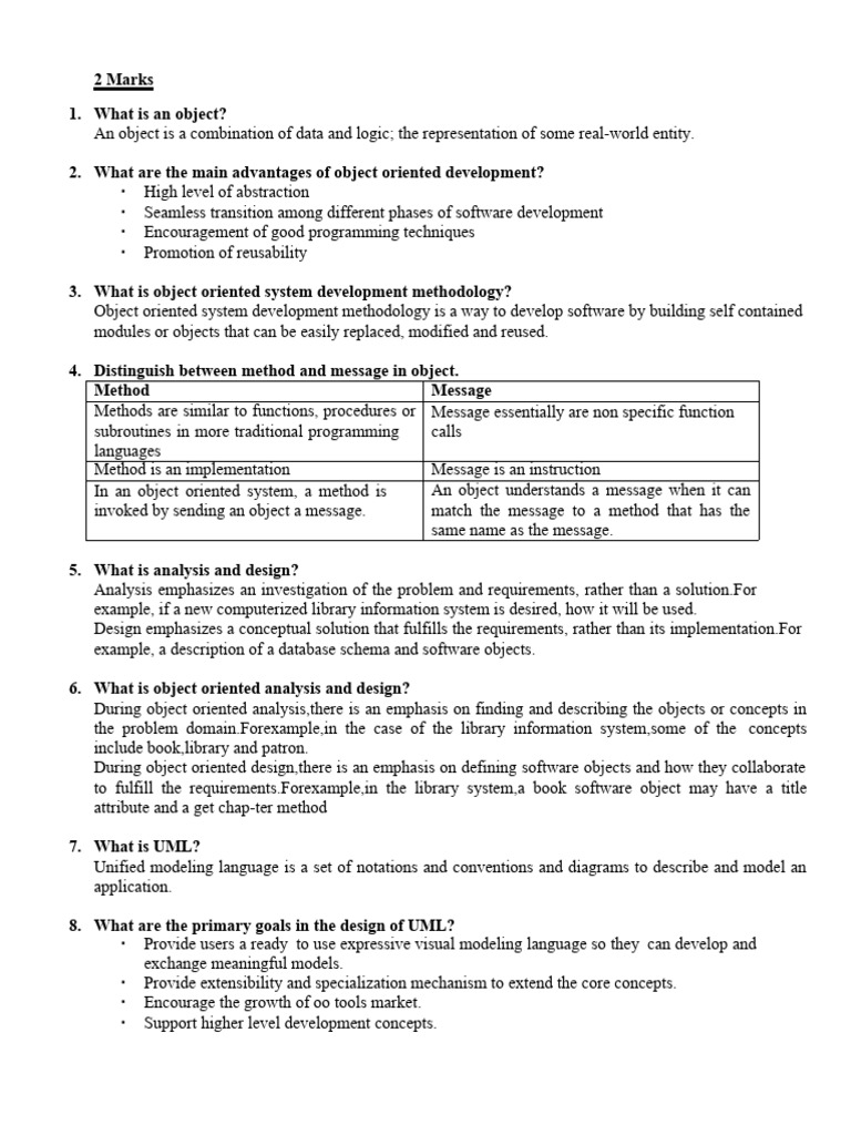 Ooad 2 Marks Pdf Conceptual Model Class Computer Programming