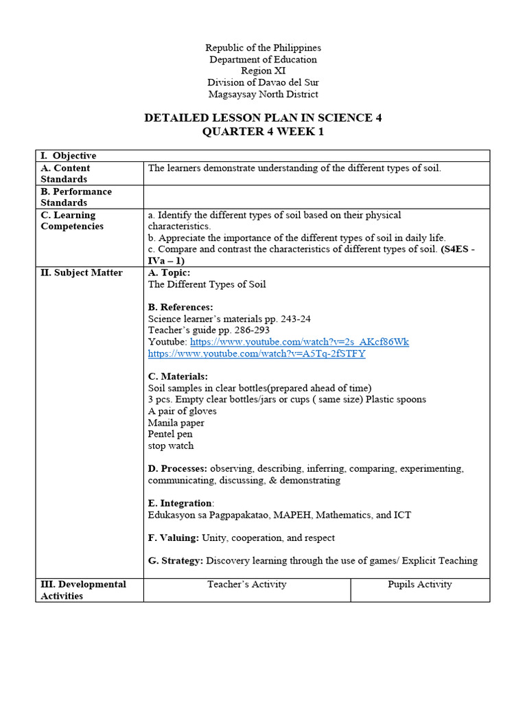 Lesson Plan in Science4 | PDF