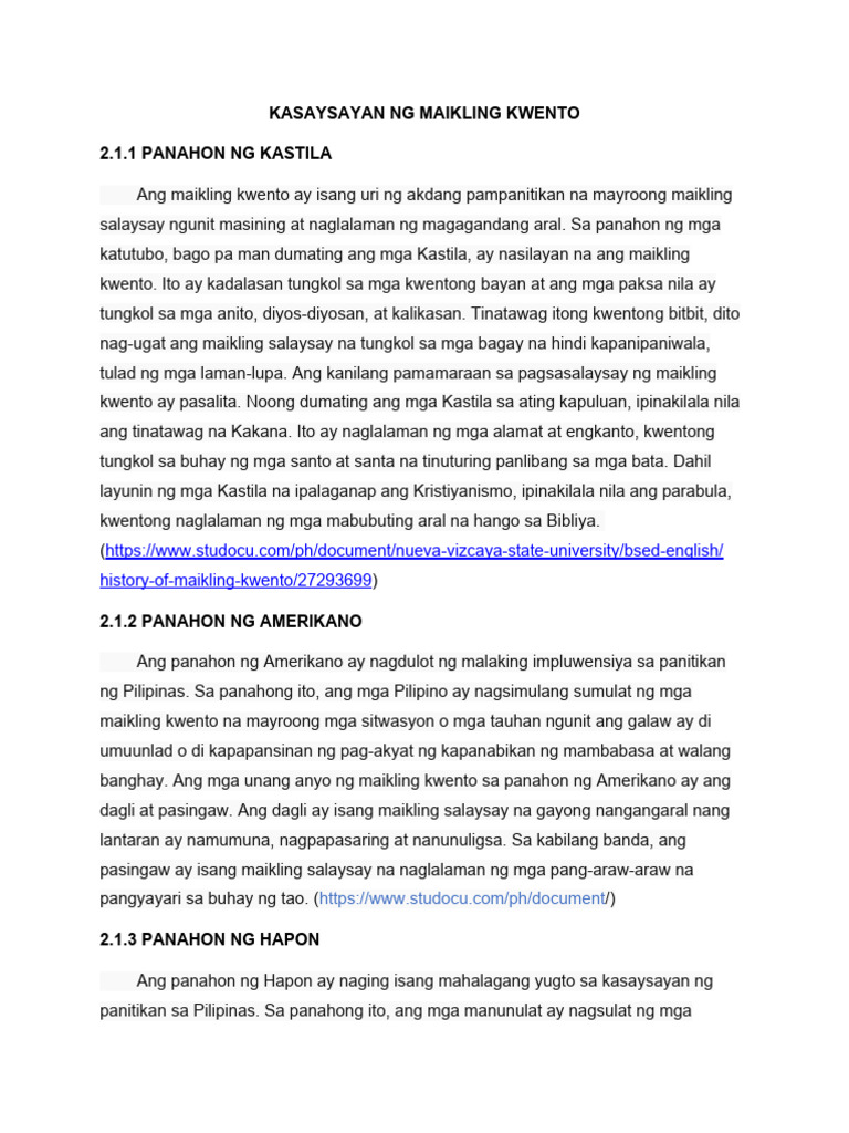 Pagsusuri NG Maikling Kwento | PDF