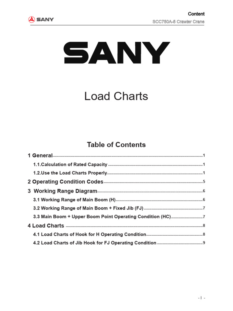 SCC750A-5 Load Chart 20221018 | PDF