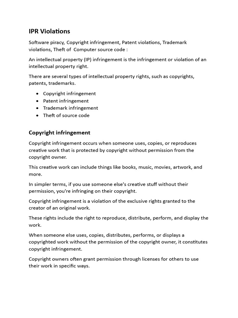 IPR Violations | PDF | Law