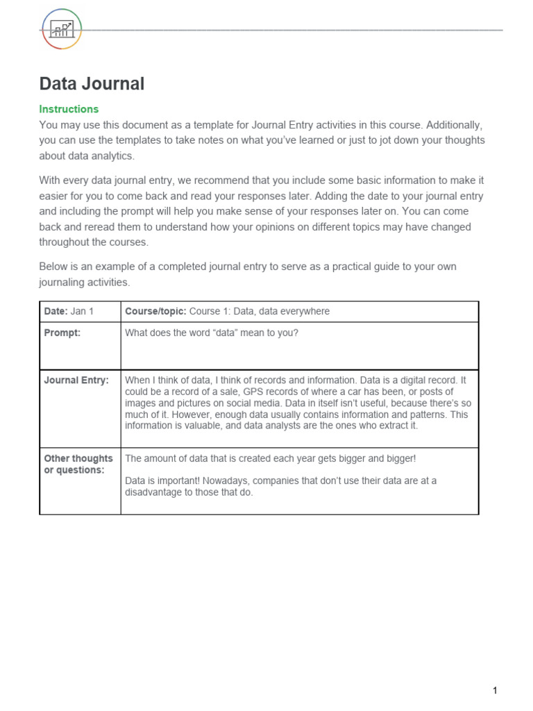 Data Journal Entry Template | PDF | Data | Information