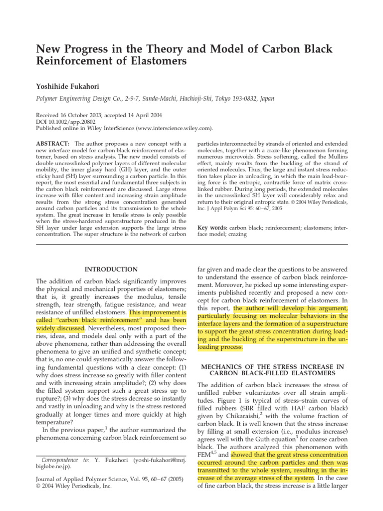 New Progress in The Theory and Model of Carbon Black Reinforcement of ...