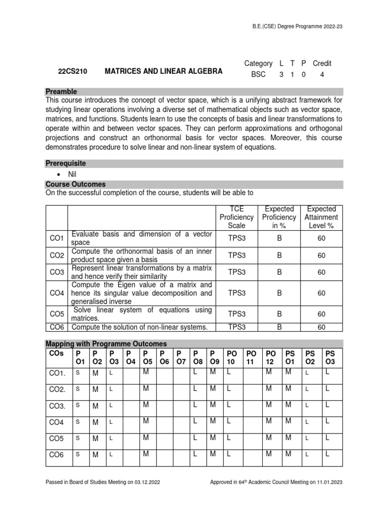 22CS210 | PDF | Matrix (Mathematics) | Eigenvalues And Eigenvectors