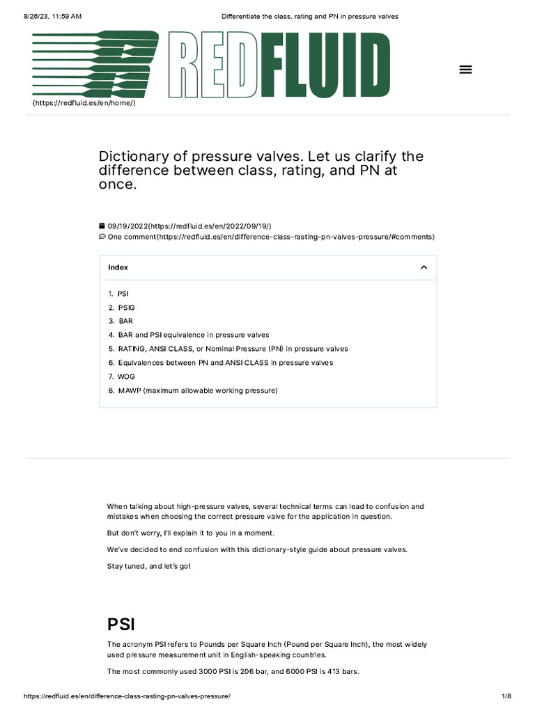 Differentiate The Class, Rating and PN in Pressure Valves | PDF