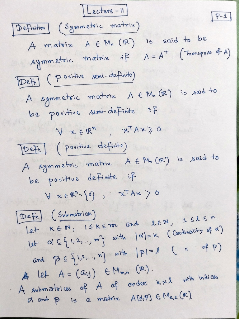 Positive Definite Matrices and Elimination | PDF | Matrix Theory ...
