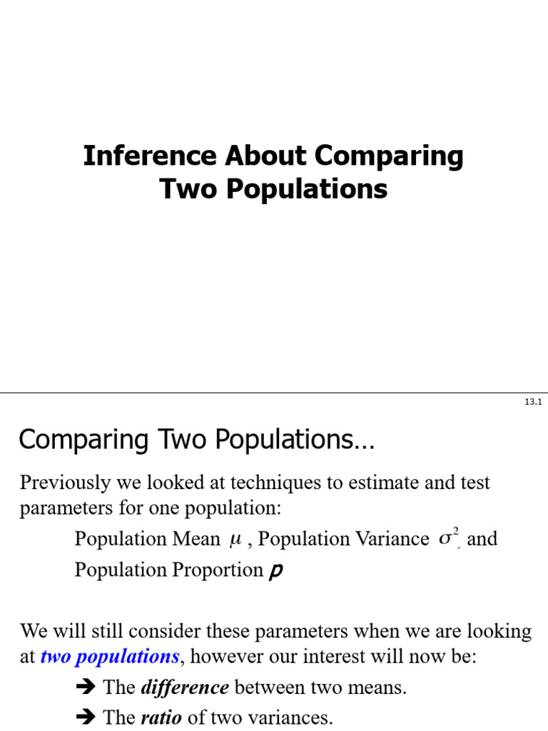 Module 8-3 Inference About Two Populations | PDF | Variance | Confidence Interval