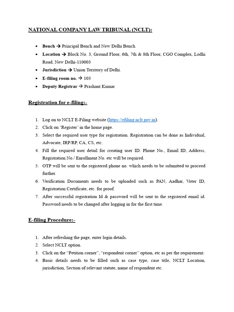 NCLT E-Filing Process Guide | PDF | Login | Computing