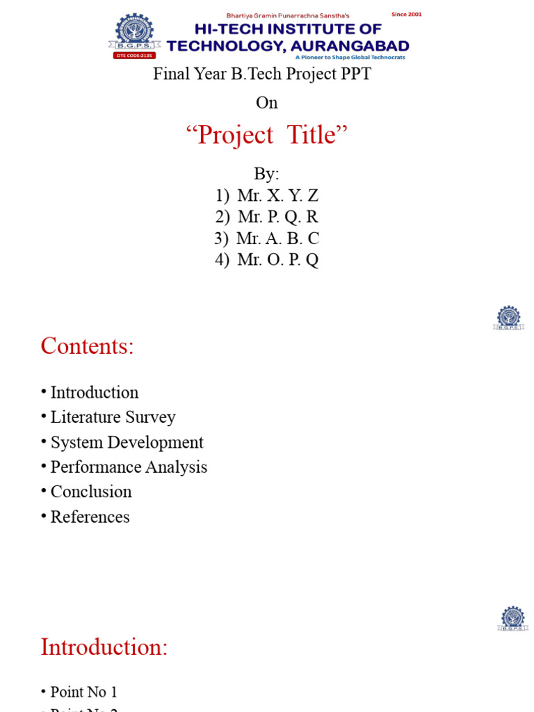Final Year PPT Format | PDF