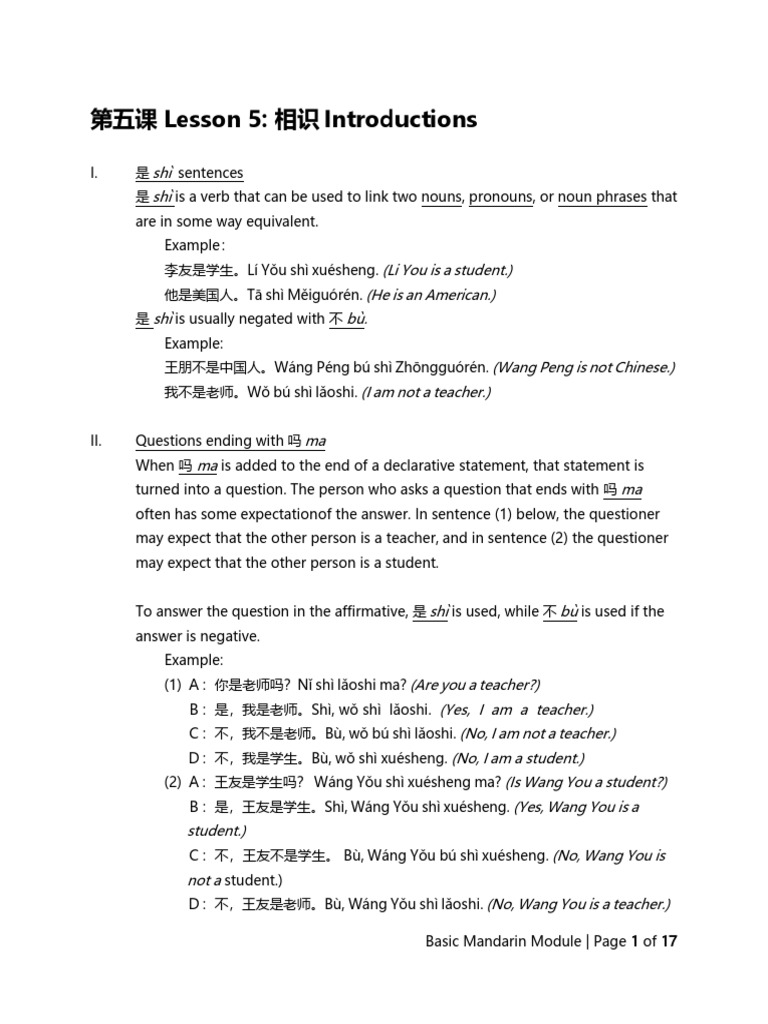 Basic Mandarin Final Period Module | PDF | Adjective | Grammar