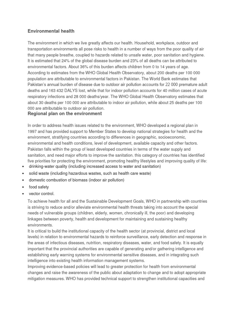 Environmental Health WHO | PDF