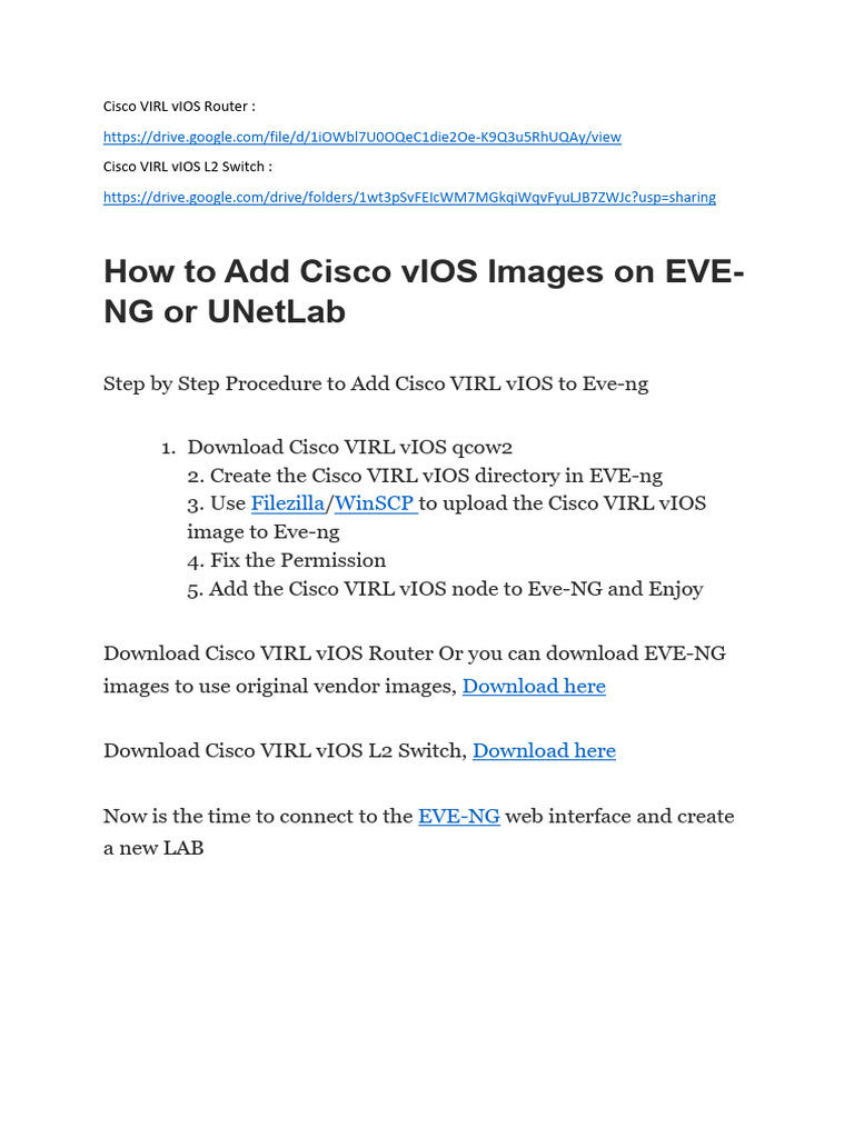 Add Cisco vIOS Router and Switch in Eve-Ng | PDF
