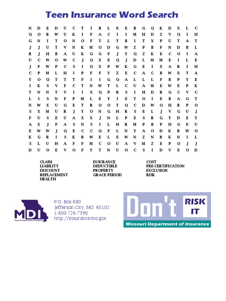 Insurance Word Search | PDF