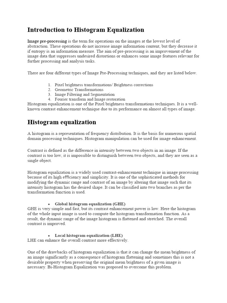 Histogram Equalization | PDF Histogram Equalization | PDF