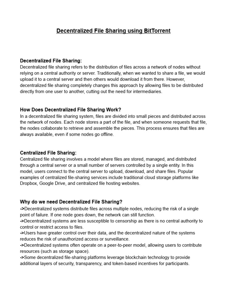 Decentralized File Sharing | PDF