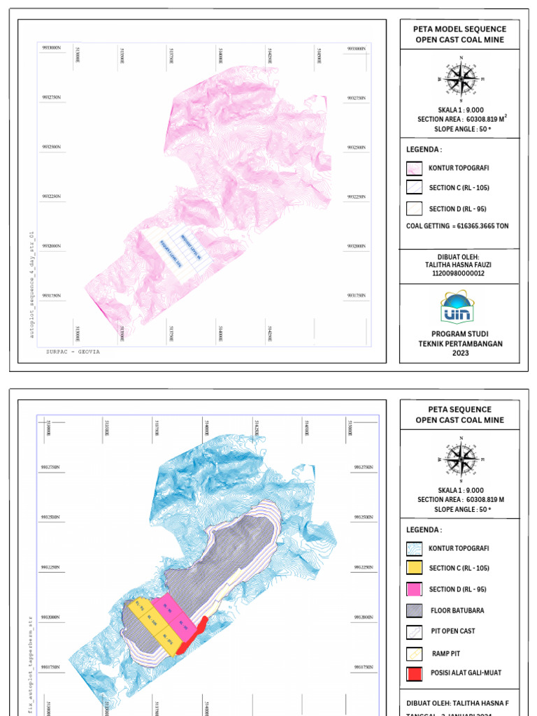 Peta Sequence Open Cast Penambangan Batubara | PDF