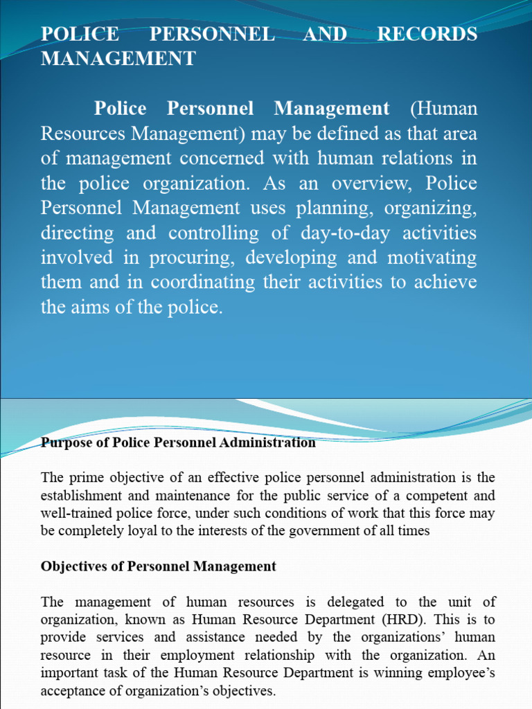 Police Personnel Management Guide | PDF | Policy | Police