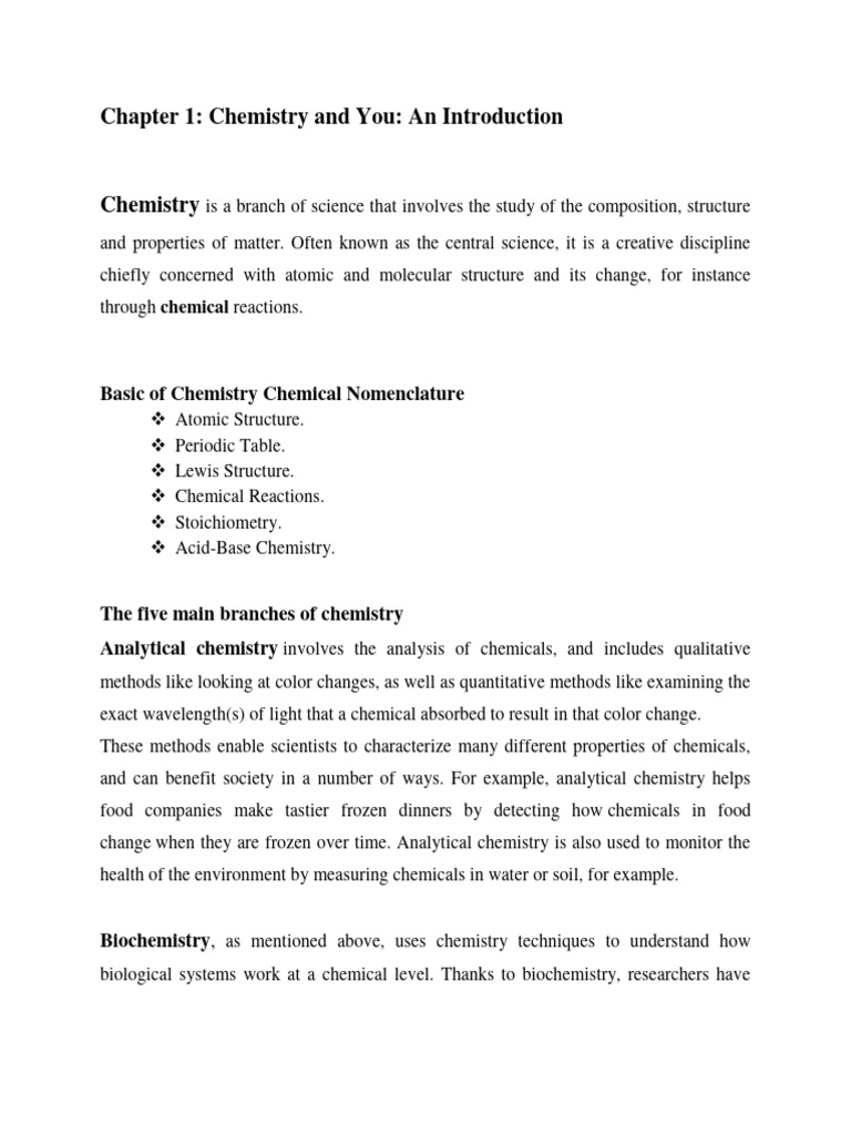 Chapter 1 | PDF | Chemistry | Chemical Substances