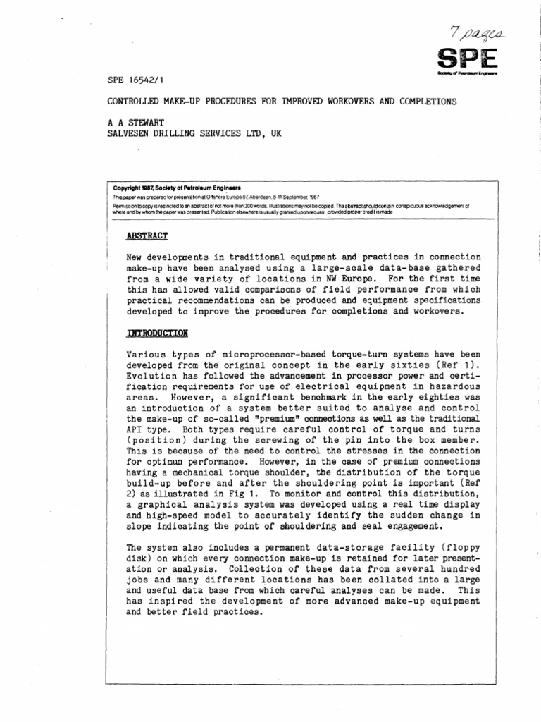 SPE 16542/1 Controlled Make-Up Procedures For Improved Workovers and ...