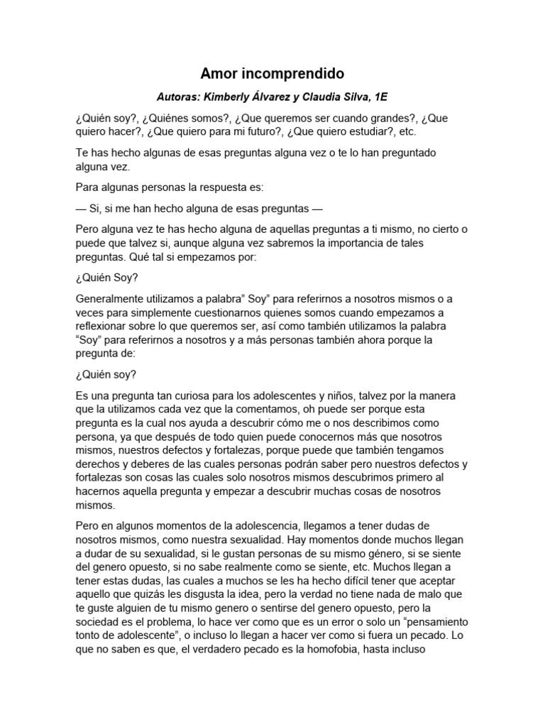 Amor Incomprendido | PDF | Amor | Verdad