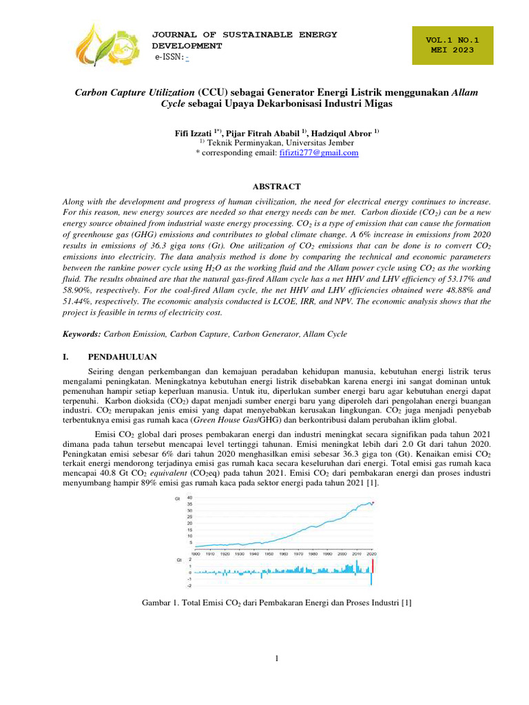 Carbon Capture Utilization (CCU) Sebagai Generator Energi Listrik ...