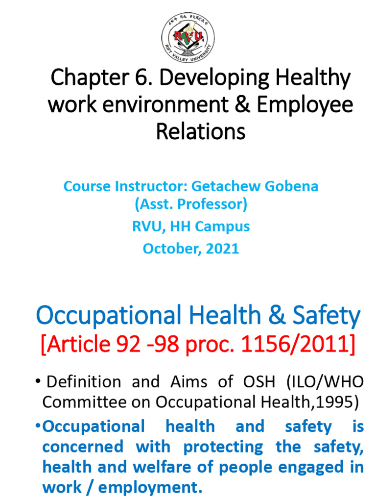 Chapter 6 Developing Healthy Work Environment & Employee Relations | PDF | Occupational Safety ...
