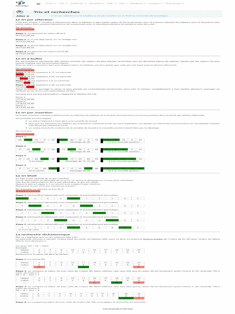 Tris Et Recherche Dichotomique | PDF