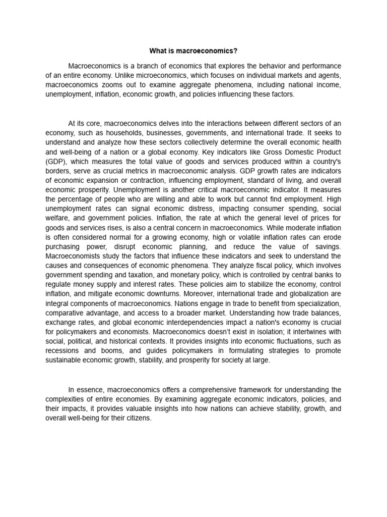 What Is Macroeconomics Essay | PDF