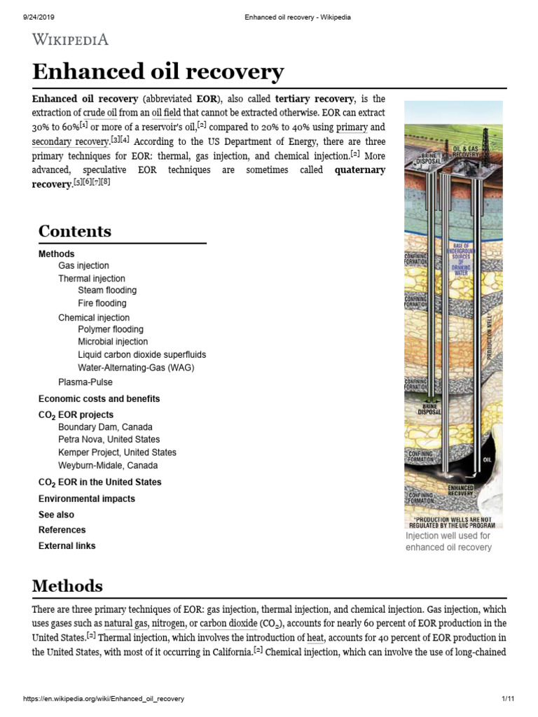 Enhanced Oil Recovery - Wikipedia | PDF