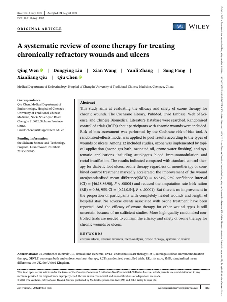 International Wound Journal - 2021 - Wen - A Systematic Review of Ozone ...