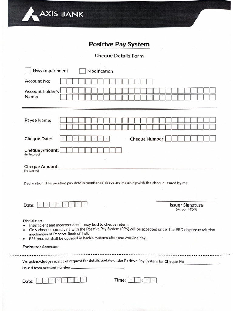 Axis Positive Pay | PDF