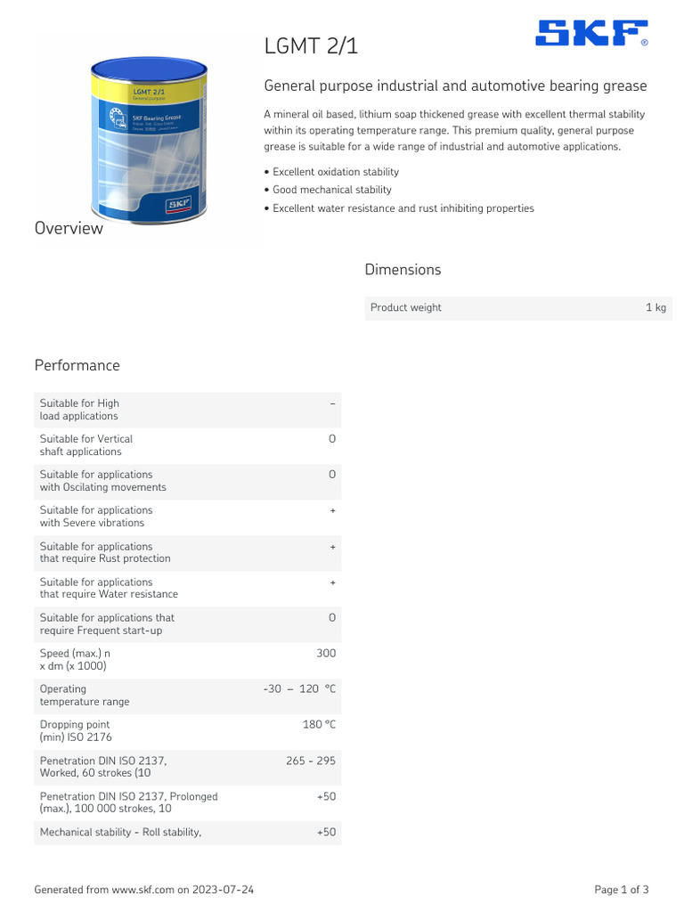 SKF LGMT 2_1 specification | PDF