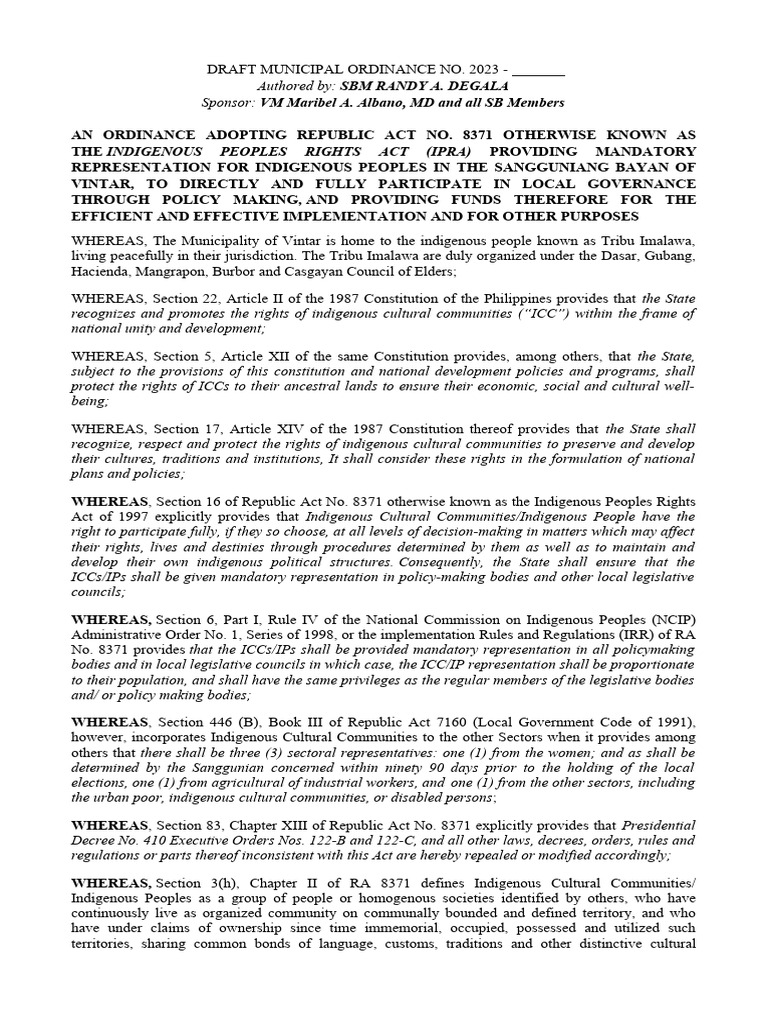 Draft Municipal Ordinance No. 2022-06 (Ipmr) | PDF | Oath Of Office ...