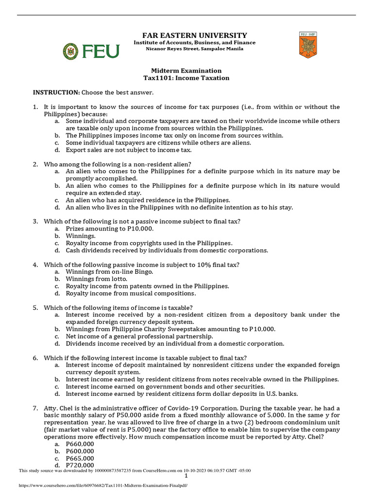 Nasa Coursehero Exam NG FEU | PDF | Trust Law | Employee Benefits