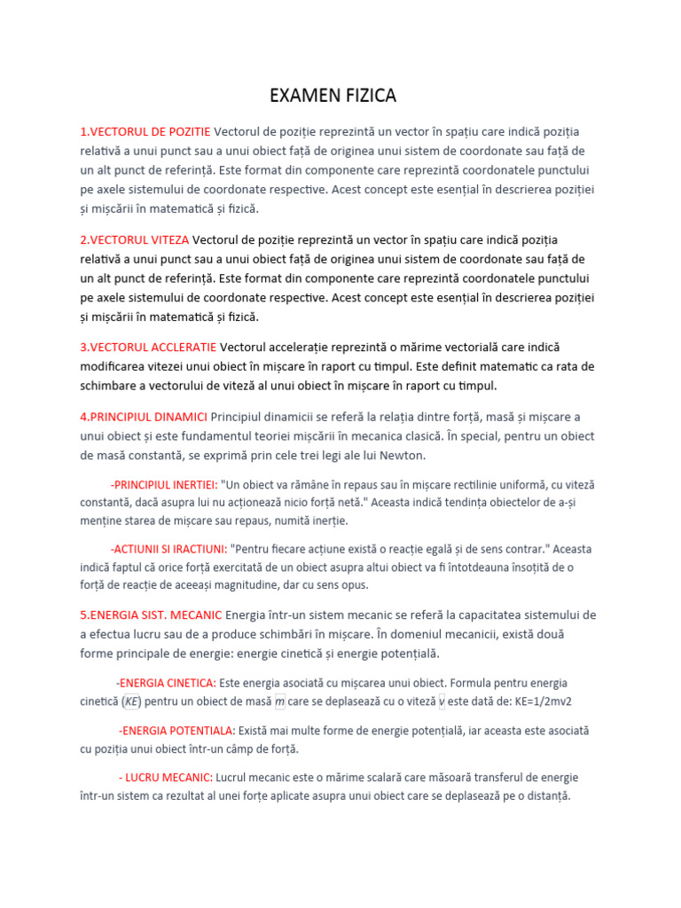 Examen Fizica | PDF