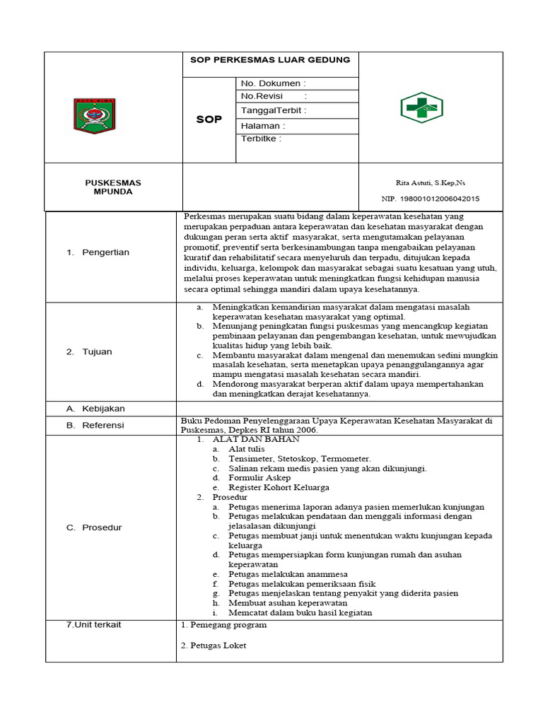 Sop Perkesmas Luar Gedung S | PDF