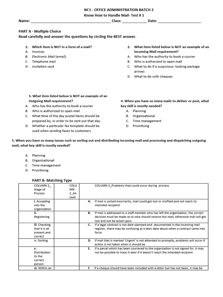 Mail Handling Procedures and Guidelines | PDF